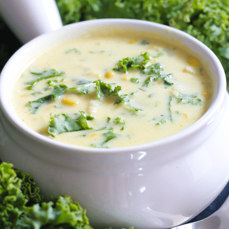 Corn, Potato, and Kale Chowder - High Heels and Grills