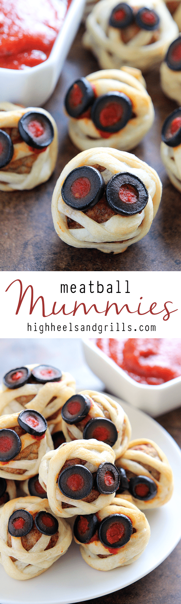 Meatball Mummies - Easy Halloween Appetizer | High Heels and Grills