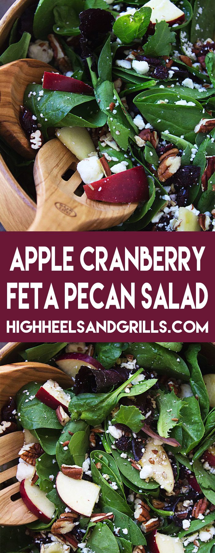 Apple Cranberry Feta Pecan Salad | High Heels and Grills